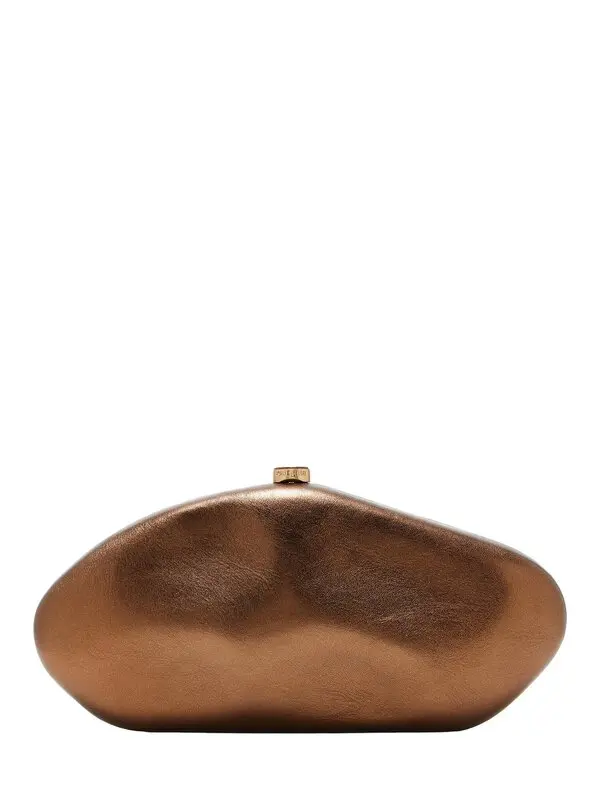 Cult Gaia The Caldera Metallic Leather Clutch - Brown