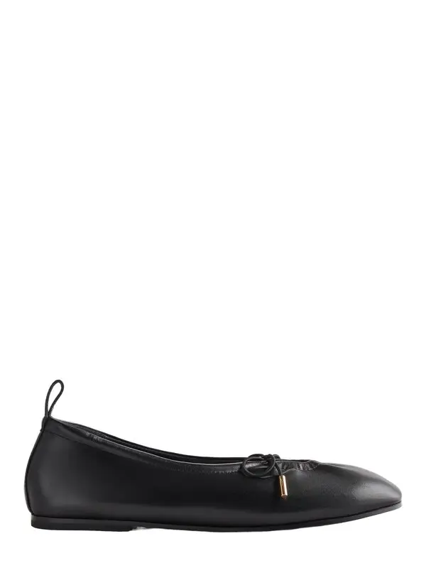 Quince Italian Leather Keyhole Ballet Flats - Black