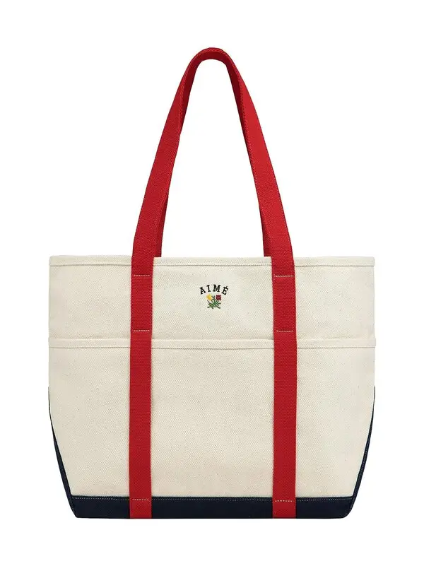 Aimé Leon Dore Large Crest Contrast Tote Bag - Cream