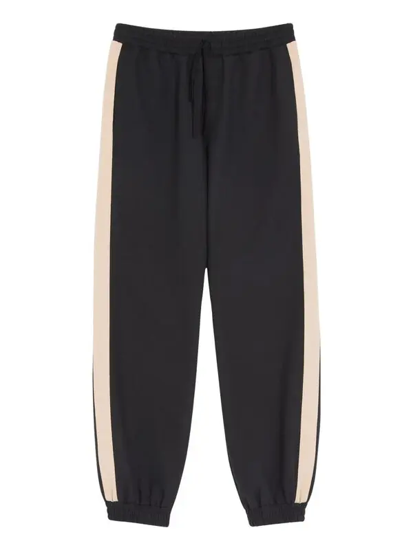 Valentino Garavani Vgold Nylon Track Trousers With Contrast Side Band And Gold V Pocket Detail - Black