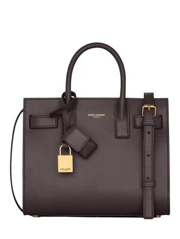 Saint Laurent Mini Lamb Leather Handbag - Brown