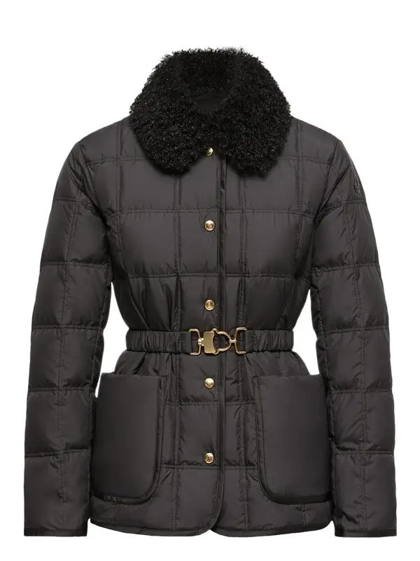 Moncler Cygnes Belted Short Down Jacket - Black