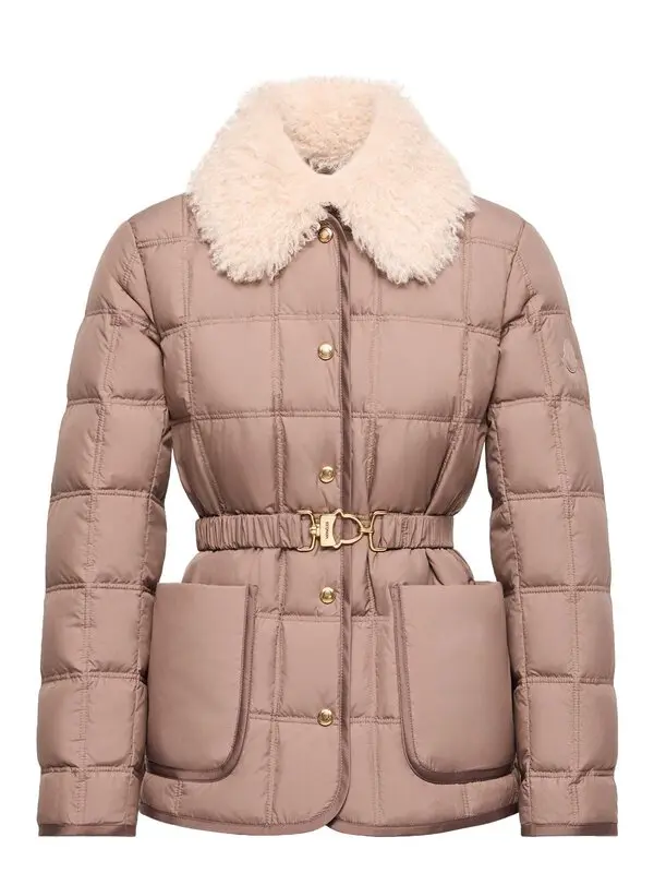 Moncler Cygnes Belted Short Down Jacket - Brown