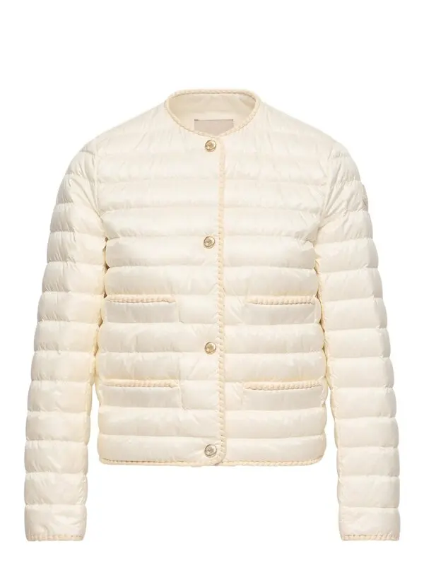 Moncler Circaete Braided Trim Short Down Jacket - White