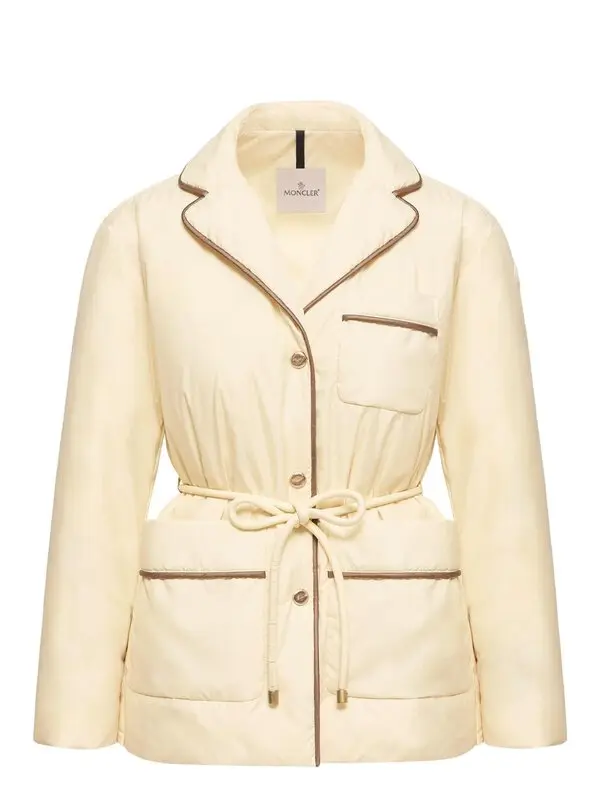 Moncler Tieche Belted Mid-length Down Jacket - Beige