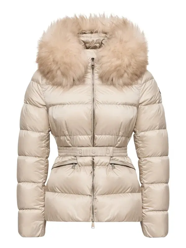 Moncler Boed Hooded Shearling-trimmed Down Jacket - Beige