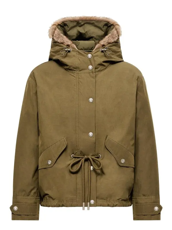 Moncler Effraie Shearling Trimmed Down Parka - Green