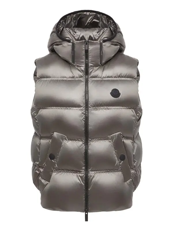 Moncler Fluidite Hooded Down Vest - Grey