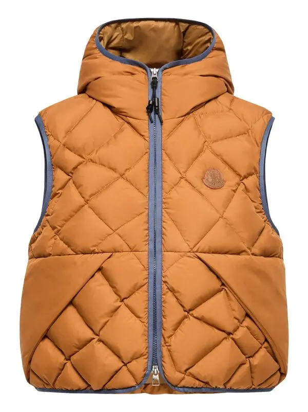 Moncler Armella Hooded Diamond-quilted Down Vest - Yellow