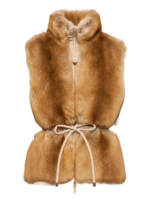 Moncler Blaireau 2-in-1 Shearling Down Jacket - Beige