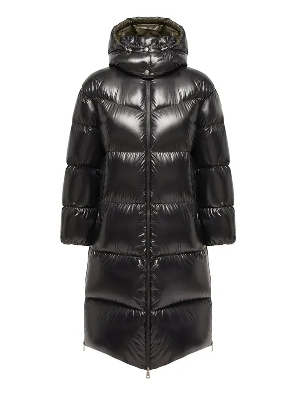 Moncler Harfang Hooded Long Down Coat - Black