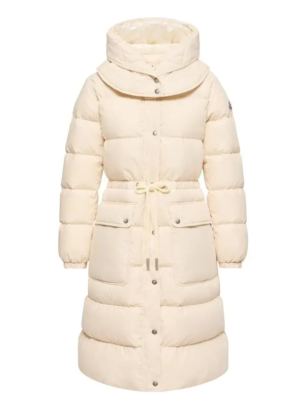 Moncler Pic Hooded Long Down Jacket - White