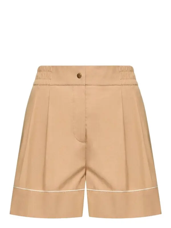 Moncler Tailored Cotton Blend Shorts With Elasticated Waistband - Beige