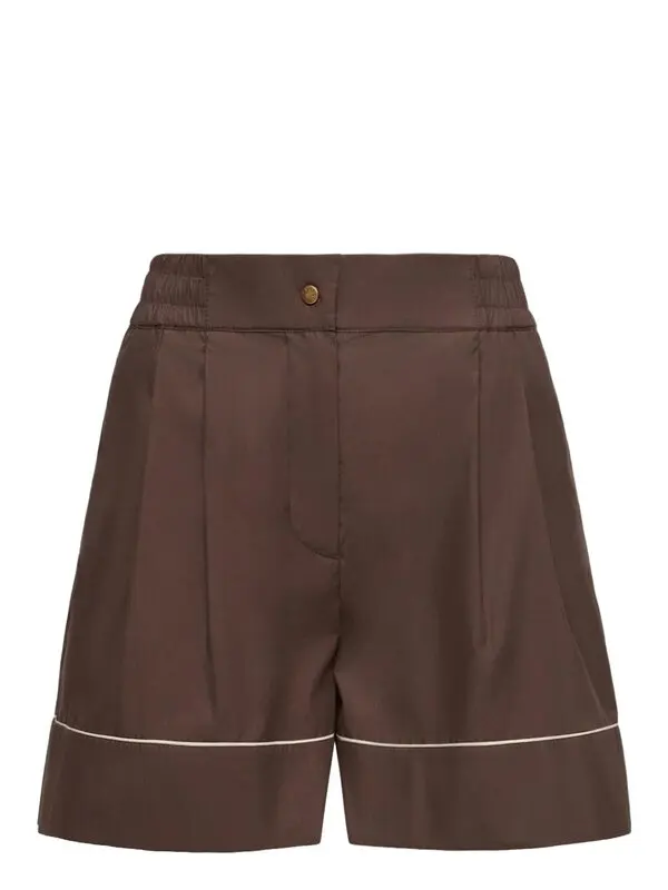 Moncler Tailored Cotton Blend Shorts With Elasticated Waistband - Brown