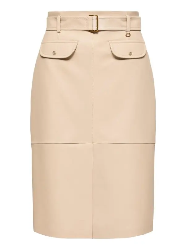 Moncler Knee-length Leather Skirt - Beige