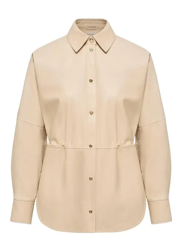 Moncler Leather Long Sleeve Shirt - Beige