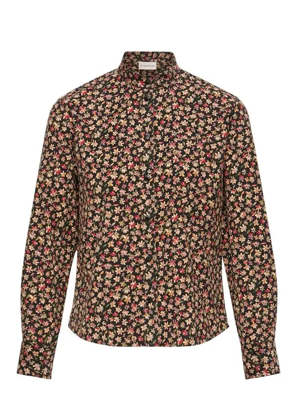Moncler Corduroy Floral Print Shirt Jacket - Black