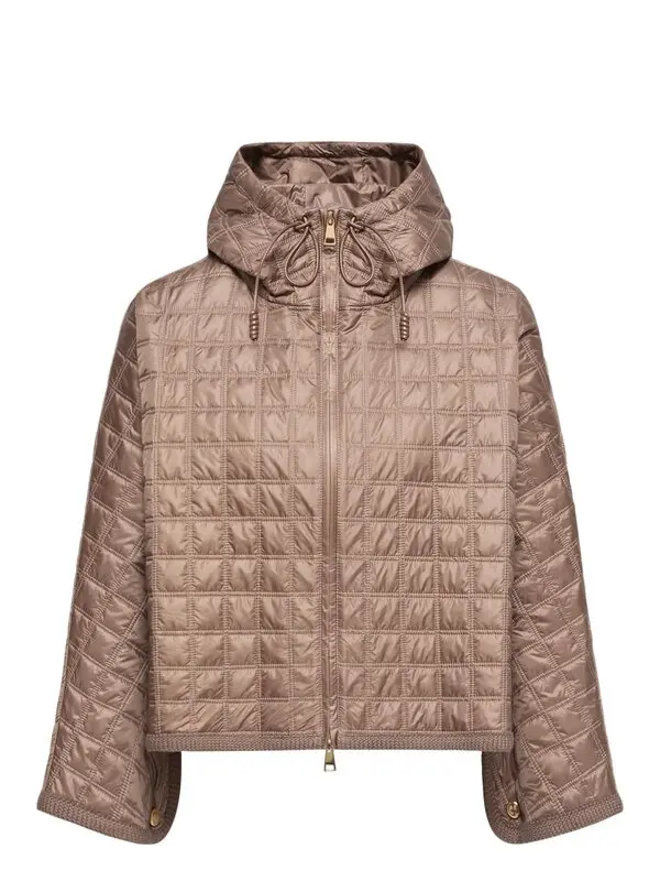 Moncler Hooded Quilted Cape - Brown