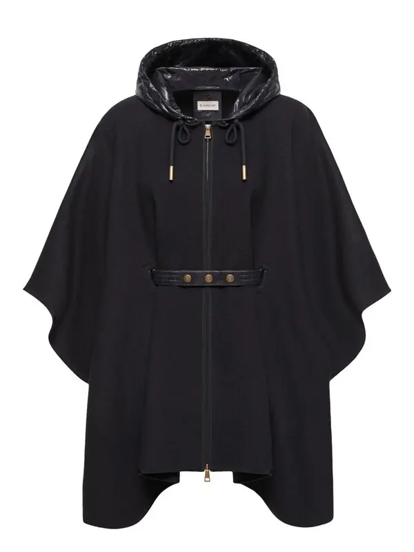 Moncler Padded Wool Blend Cape - Blue