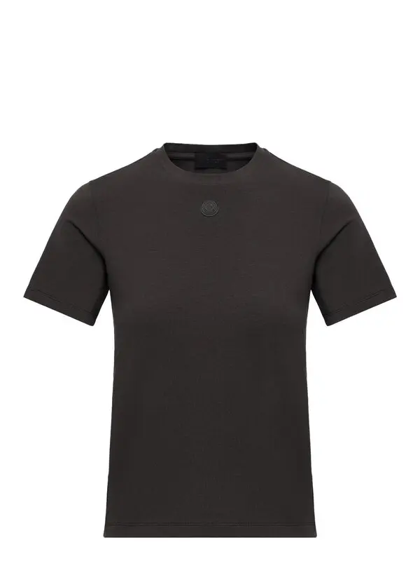 Moncler Logo Cotton Jersey Cropped T-shirt - Black