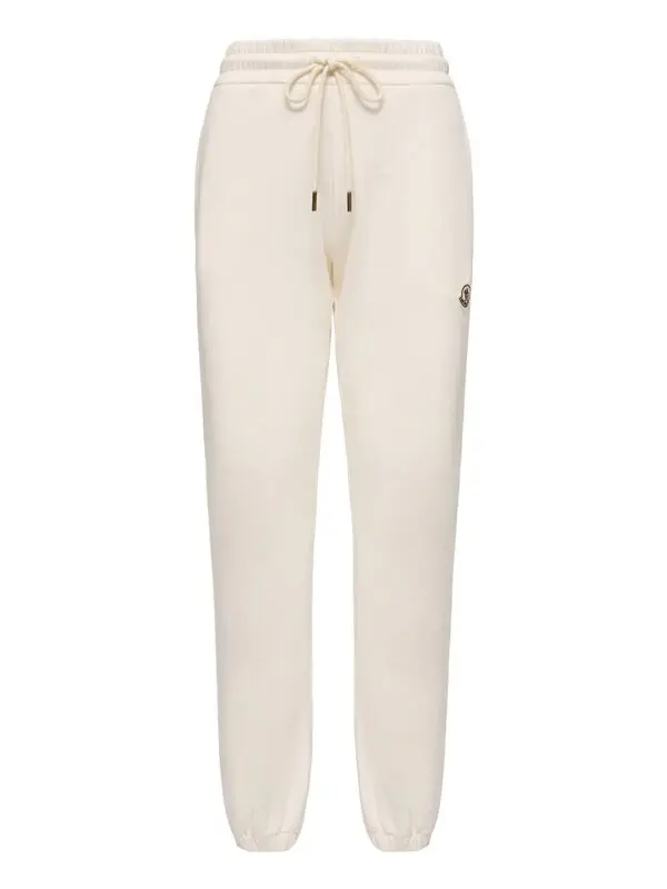 Moncler Logo Cotton Blend Fleece Sweatpants - White