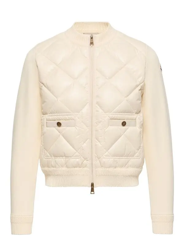 Moncler Cotton Padded Cardigan With Down-filled Front - White