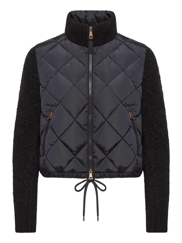 Moncler Cotton Blend Padded Zip-up Cardigan - Blue