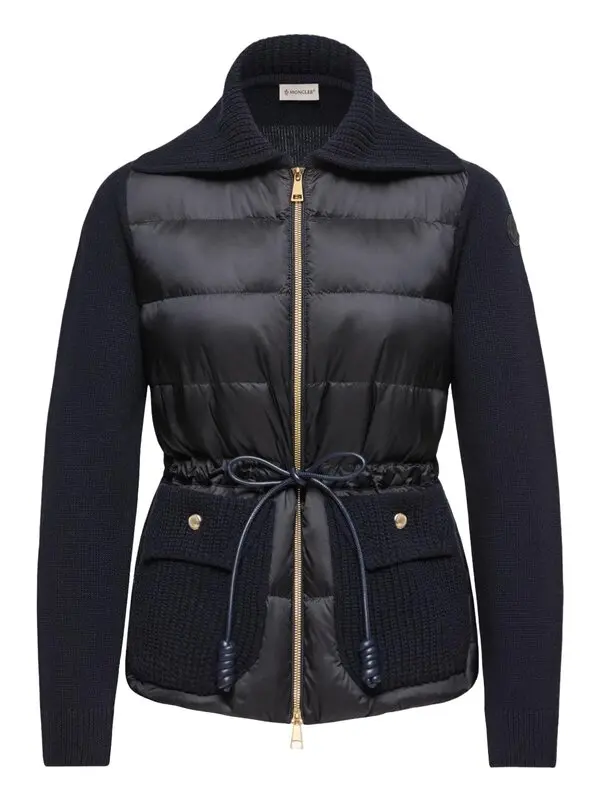 Moncler Wool & Cashmere Blend Padded Zip-up Cardigan - Blue