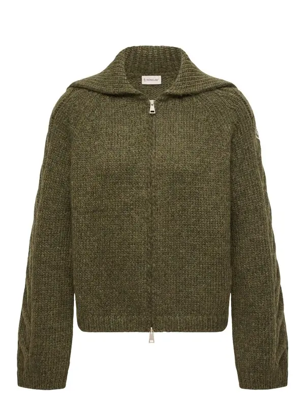 Moncler Alpaca Blend Zip Up Cardigan - Green