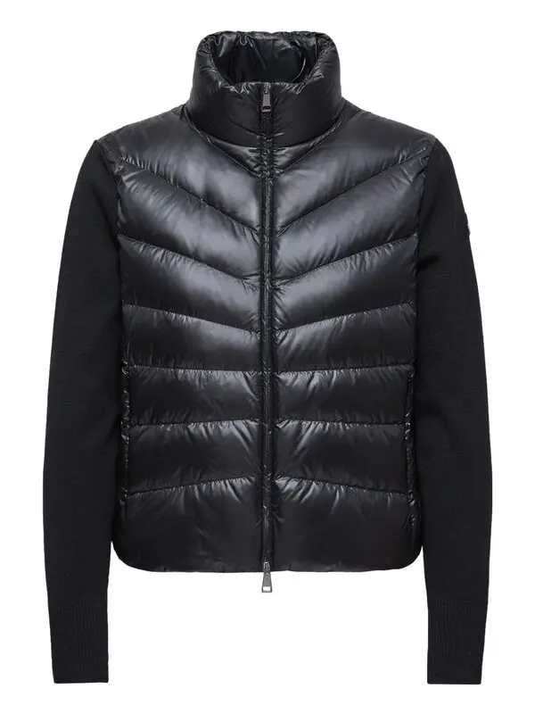 Moncler Padded Wool Zip-up Cardigan - Black