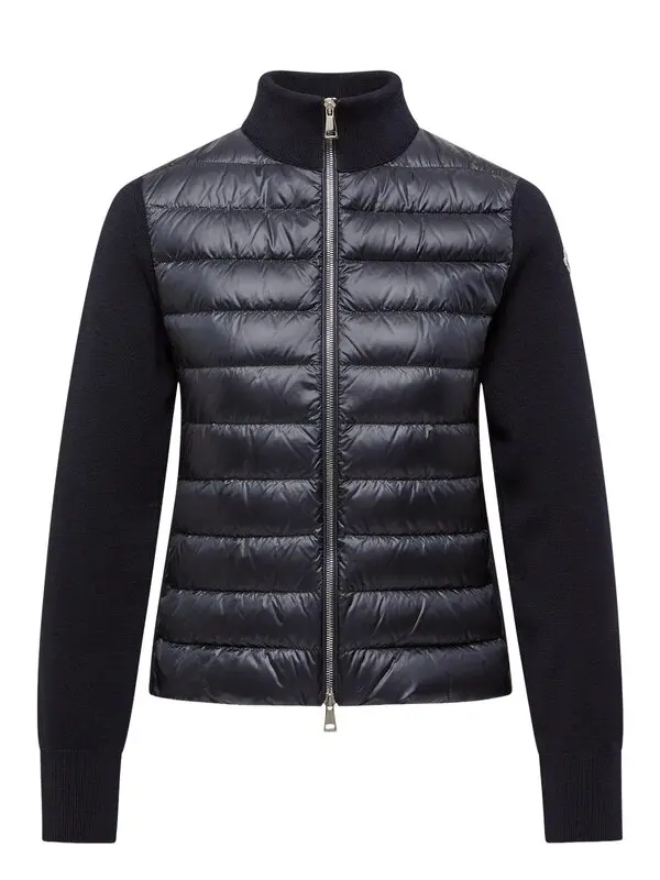 Moncler Padded Wool Zip-up Cardigan - Blue