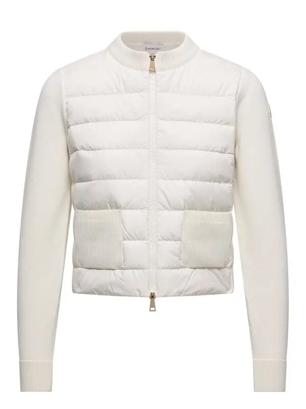 Moncler Wool Padded Zip-up Cardigan - White