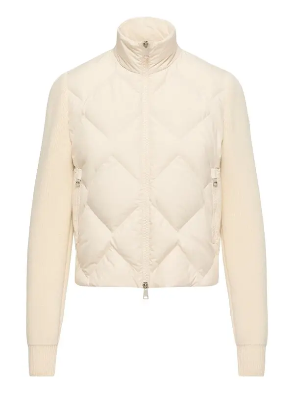 Moncler Wool & Cashmere Padded Zip-up Cardigan - White