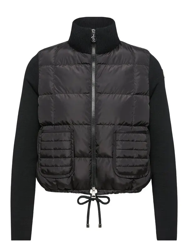 Moncler Square-quilted Padded Wool Zip-up Cardigan - Black