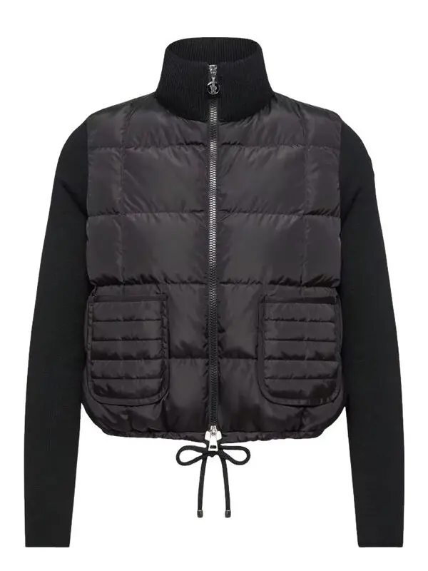 Moncler Square-quilted Padded Wool Zip-up Cardigan - Black