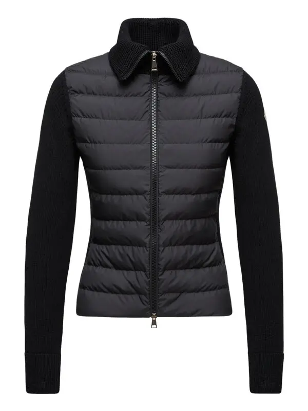 Moncler Padded Zip-up Wool Cardigan - Black