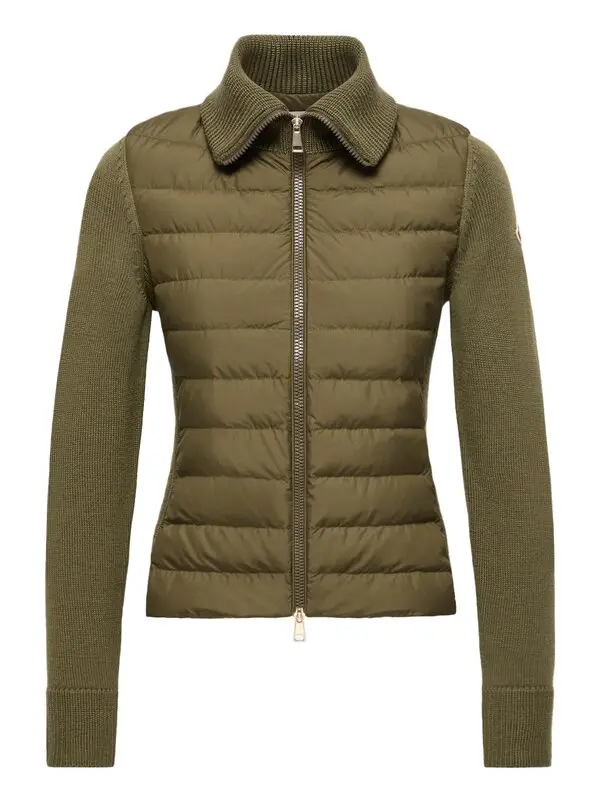 Moncler Padded Zip-up Wool Cardigan - Green