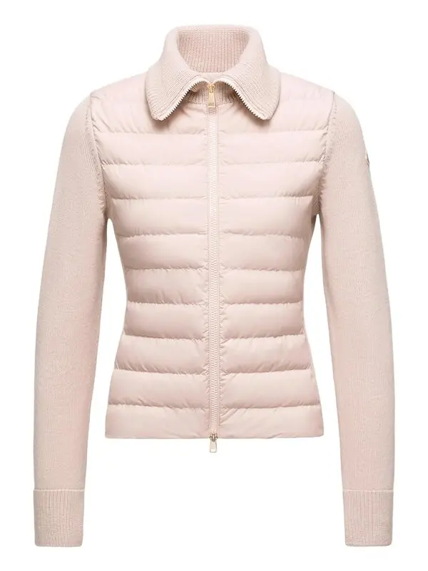 Moncler Padded Zip-up Wool Cardigan - Pink