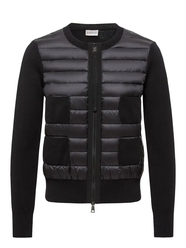 Moncler Padded Wool Zip-up Cardigan - Black