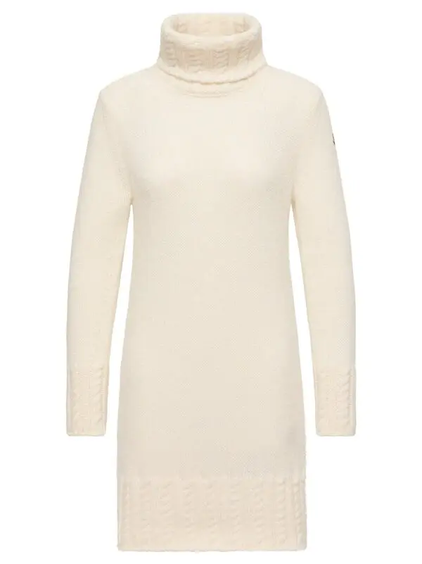 Moncler Alpaca Blend Knit Turtleneck Dress - White