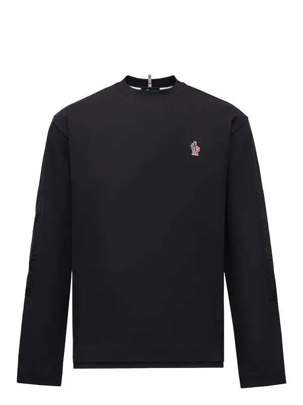 Moncler Logo Cotton Long Sleeve T-shirt - Black
