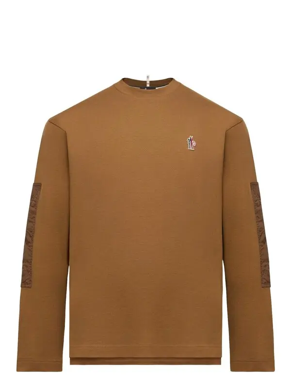 Moncler Logo Cotton Long Sleeve T-shirt - Brown