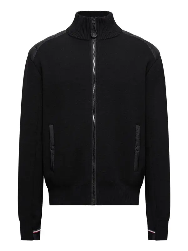 Moncler Wool Blend Zip-up Cardigan - Black