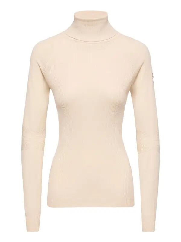 Moncler Wool Blend Ribbed Turtleneck Sweater - White