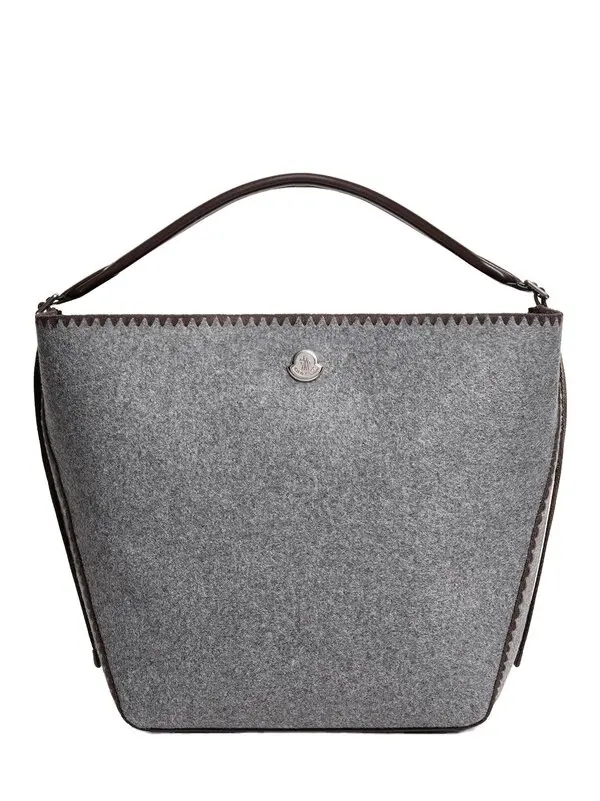 Moncler Carlo Felt And Calfskin Leather Bag - Grey