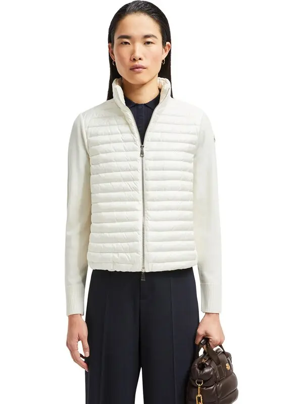 Moncler Padded Wool Zip-up Cardigan - White