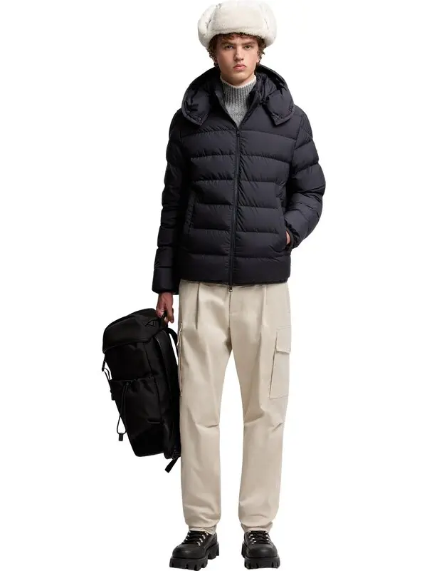 Moncler Montbrocq Hooded Short Down Jacket - Blue
