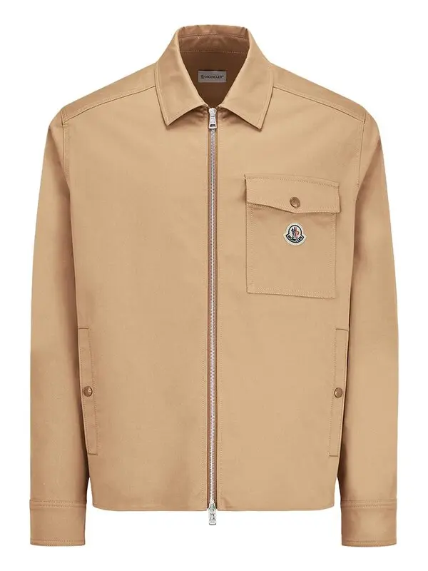 Moncler Cotton Blend Gabardine Shirt Jacket - Beige
