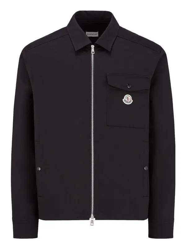 Moncler Cotton Blend Gabardine Shirt Jacket - Black