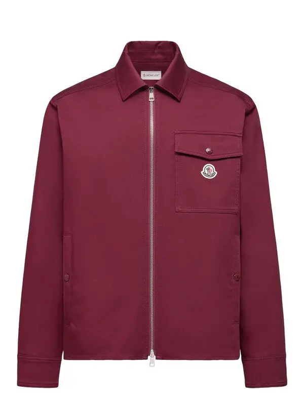 Moncler Cotton Blend Gabardine Shirt Jacket - Red